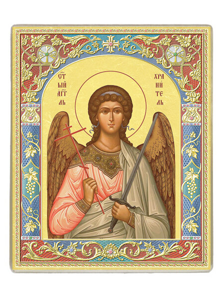 Икона "Ангел Хранитель" на бронепластине "Angelos", размер: 08х06см.