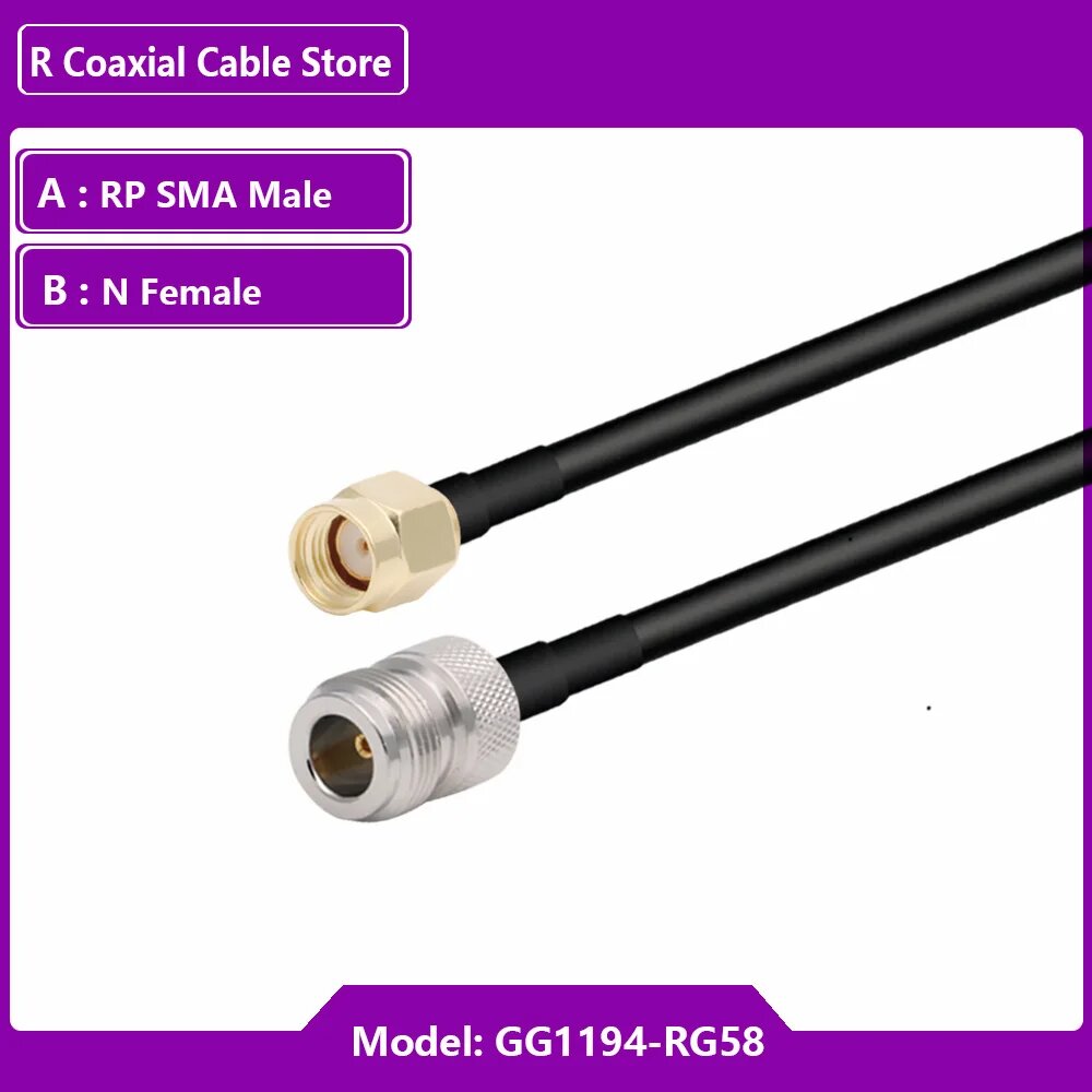 Коаксиальный кабель RG58 RP SMA M to N F, 30CM