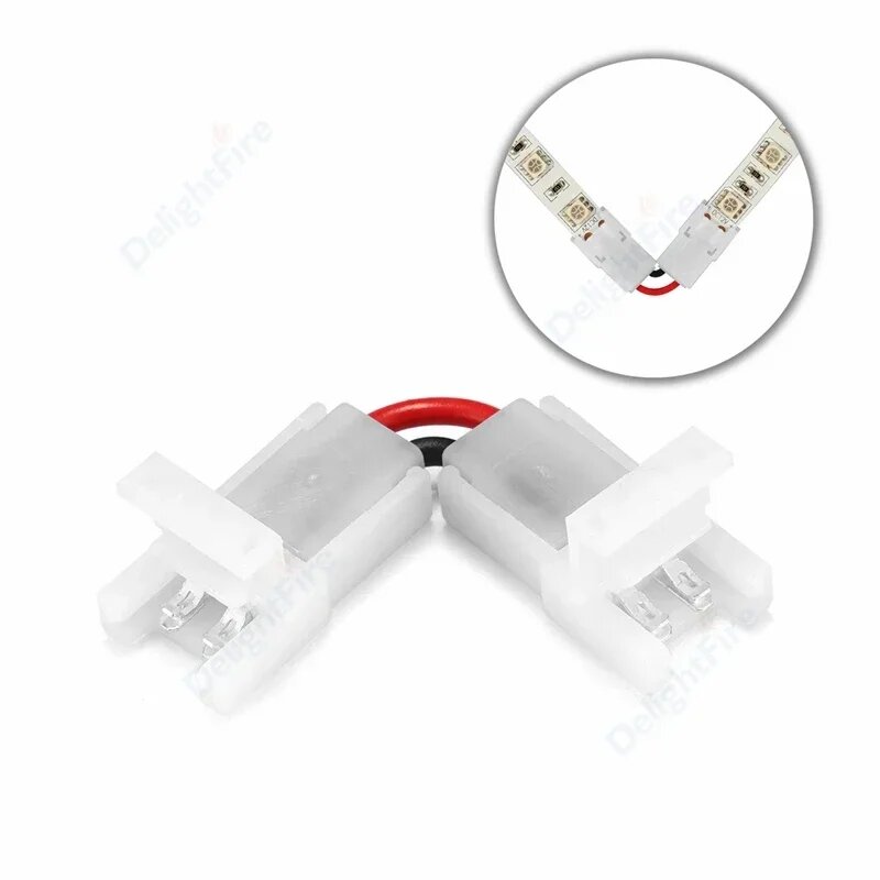 Разветвитель для светодиодной ленты DelightFire, L-Type 2pin 10mm, 50шт