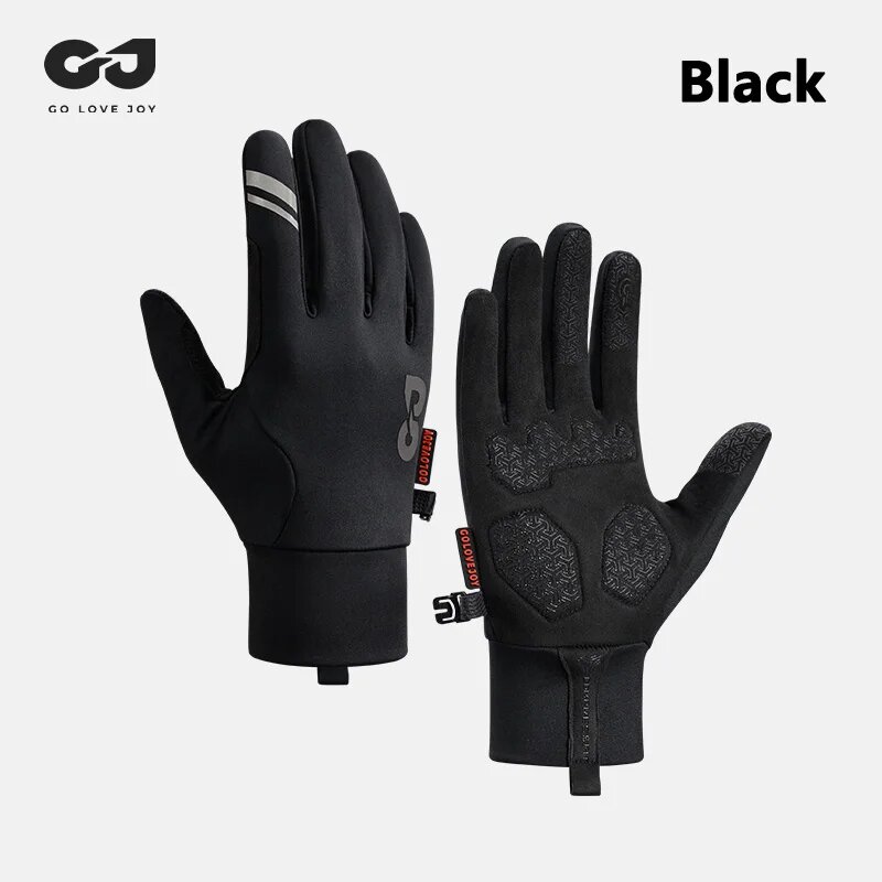 GO LOVE JOY Велосипедные перчатки осенне-зимние спортивные черные Черный, L, Black