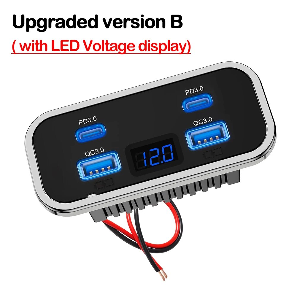 4 порта, 12 В, USB-розетка RV, 76 Вт, двойная PD3.0 Type-C, быстрая зарядка и настенное зарядное устройство QC3.0, адаптер для зарядного устройства для морского автобуса, квадроцикла, грузовика UCC-2P2Q-76w-3