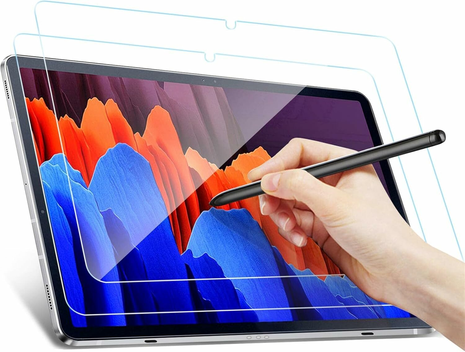 [Комплект из 2 шт.] Защитная пленка для экрана, совместимая с Samsung Galaxy Tab S7 FE 2021/Galaxy Tab S7 Plus 12,4 дюйма, закаленное стекло, защита от царапин, простая установка