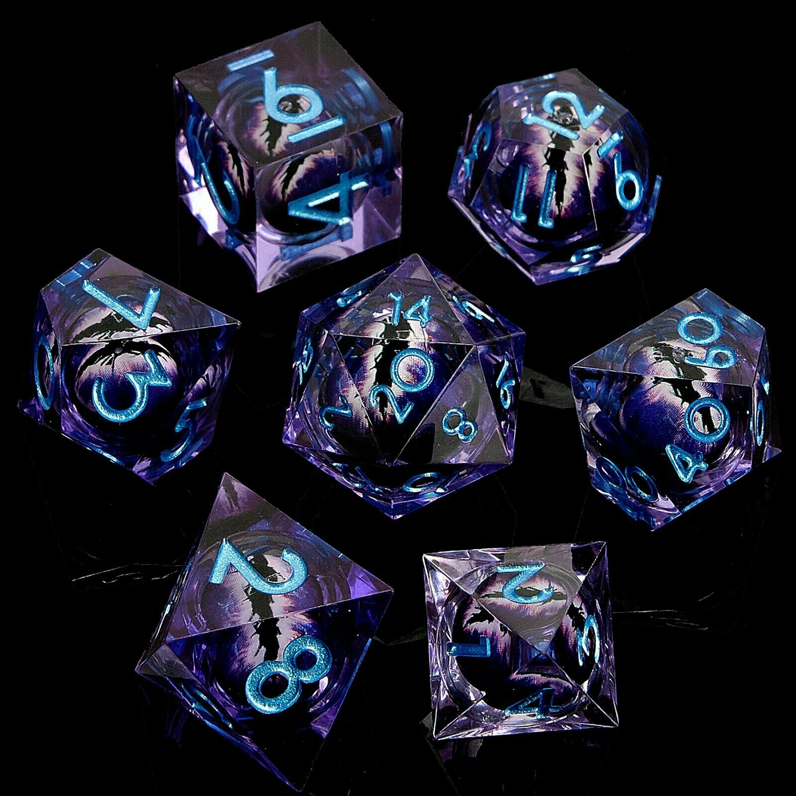 Набор игральных костей Resin Sharp Edge - 7 штук, ручная работа, прозрачные кости для Dungeons & Dragons из качественной смолы