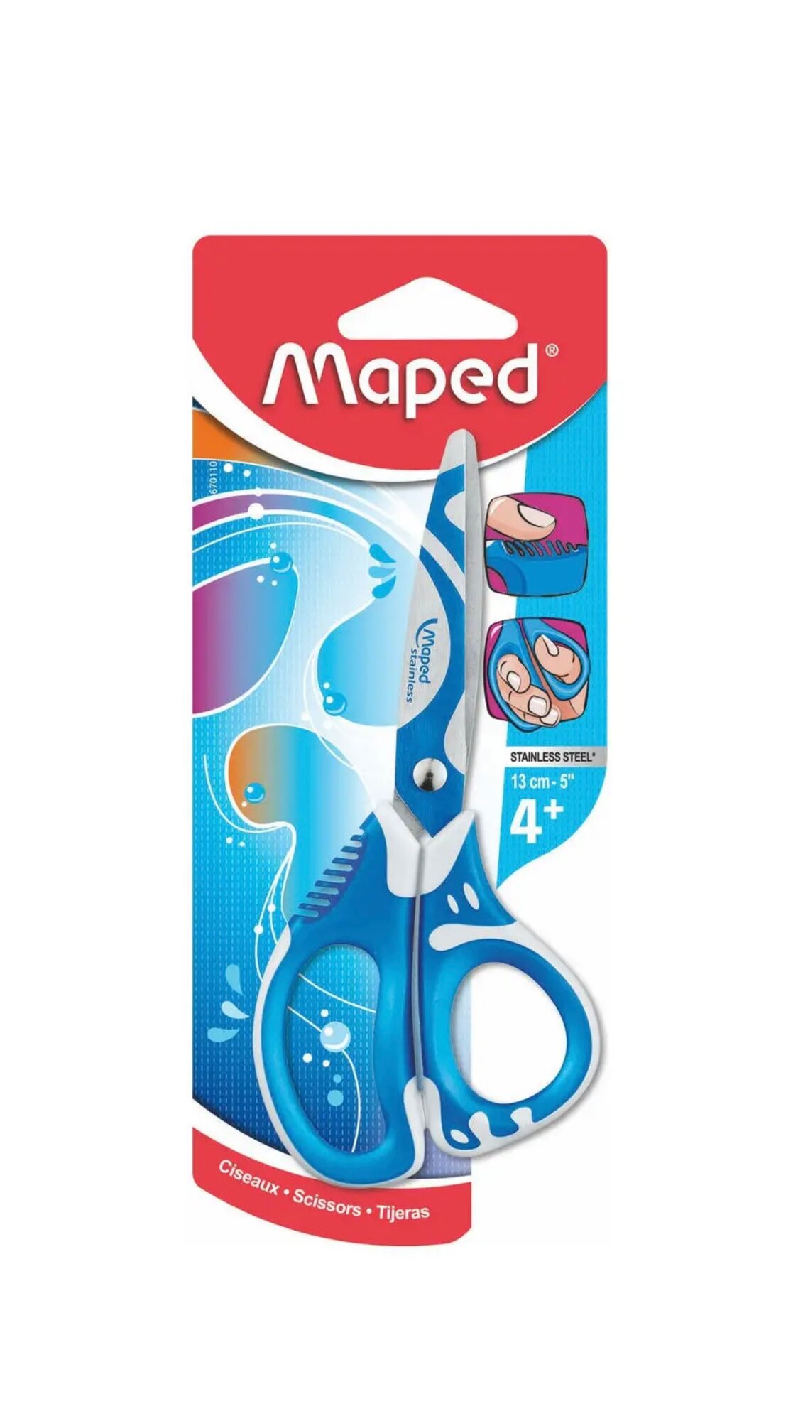 Ножницы канцелярские детские с закругленными концами для резки бумаги, картона и рукоделия, 1 шт, синий цвет