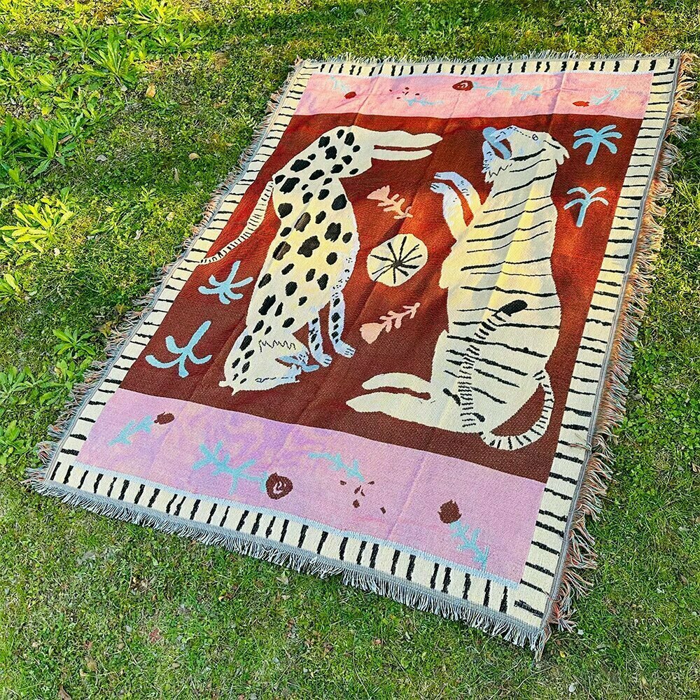 Плед-покрывало для пляжа, кресла или дивана, пикника, тканный винтажный 130 х 180 см