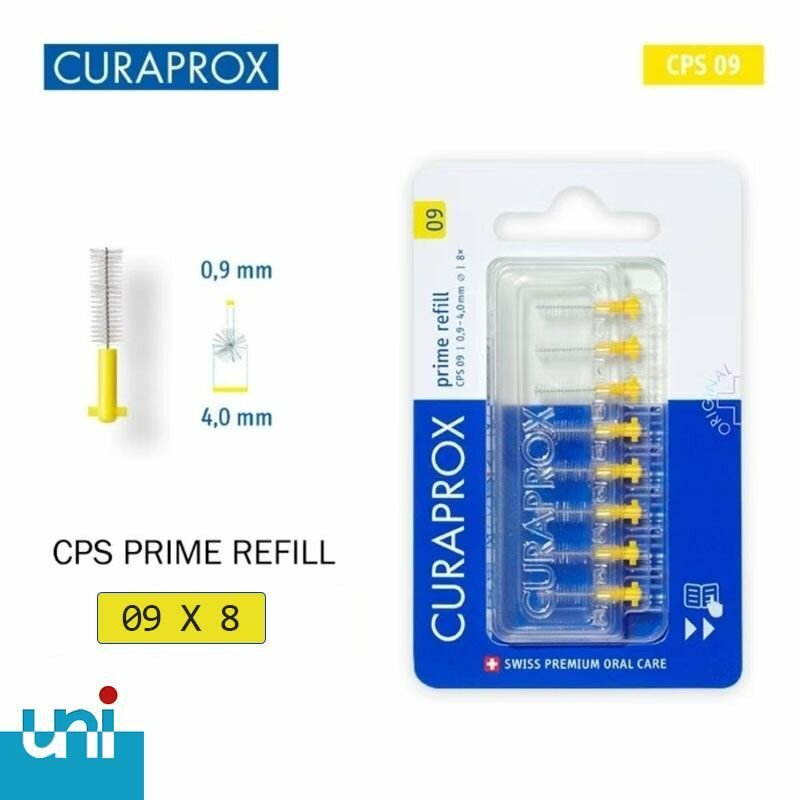 CURAPROX Ершики для зубов межзубные, без держателя, для пациентов с коронками, винирами, мостами. Комплект из 8 ершиков 0,9 мм, для взрослых и детей от 5 лет