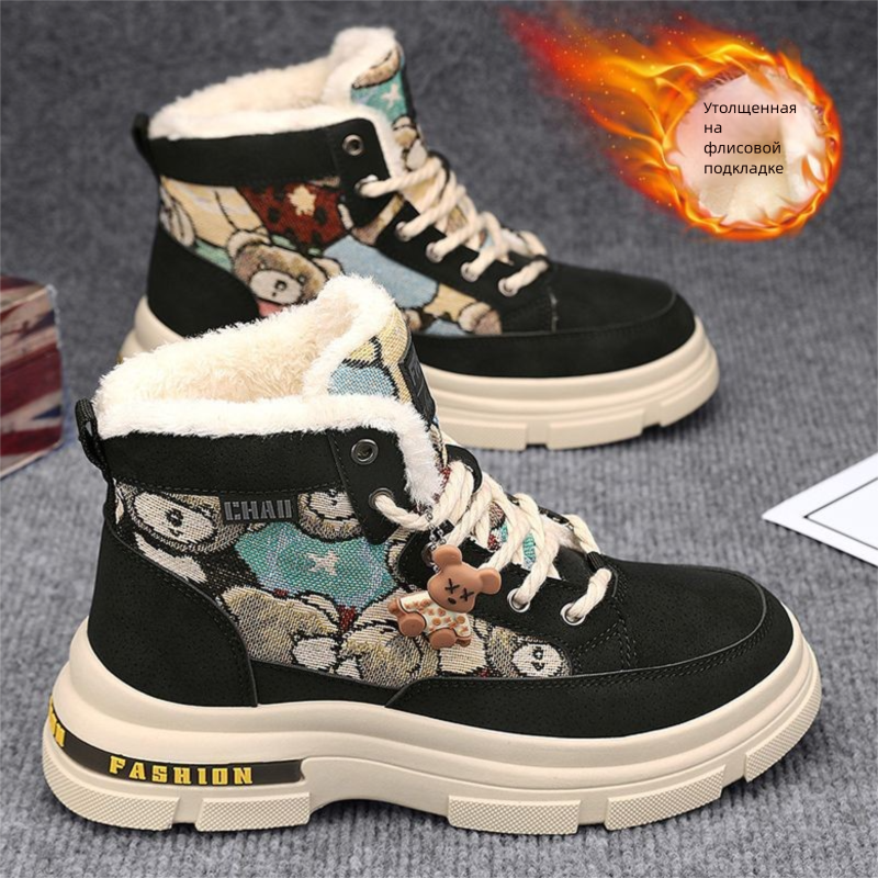 MOOCIE Мужские высокие ботинки Martin, новые летние мужские туфли 2025 года, теплые зимние ботинки из хлопка и бархата, рабочие ботинки для мужчин