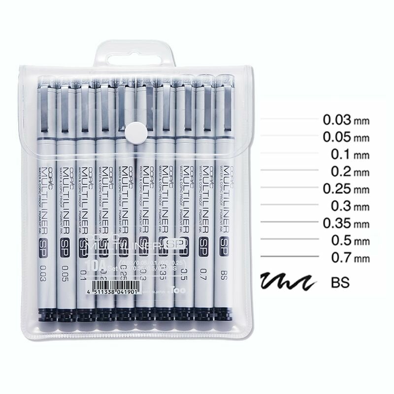 Кисть для письма Copic Multiliner SP гидроизоляция чёрный ,10 мешки