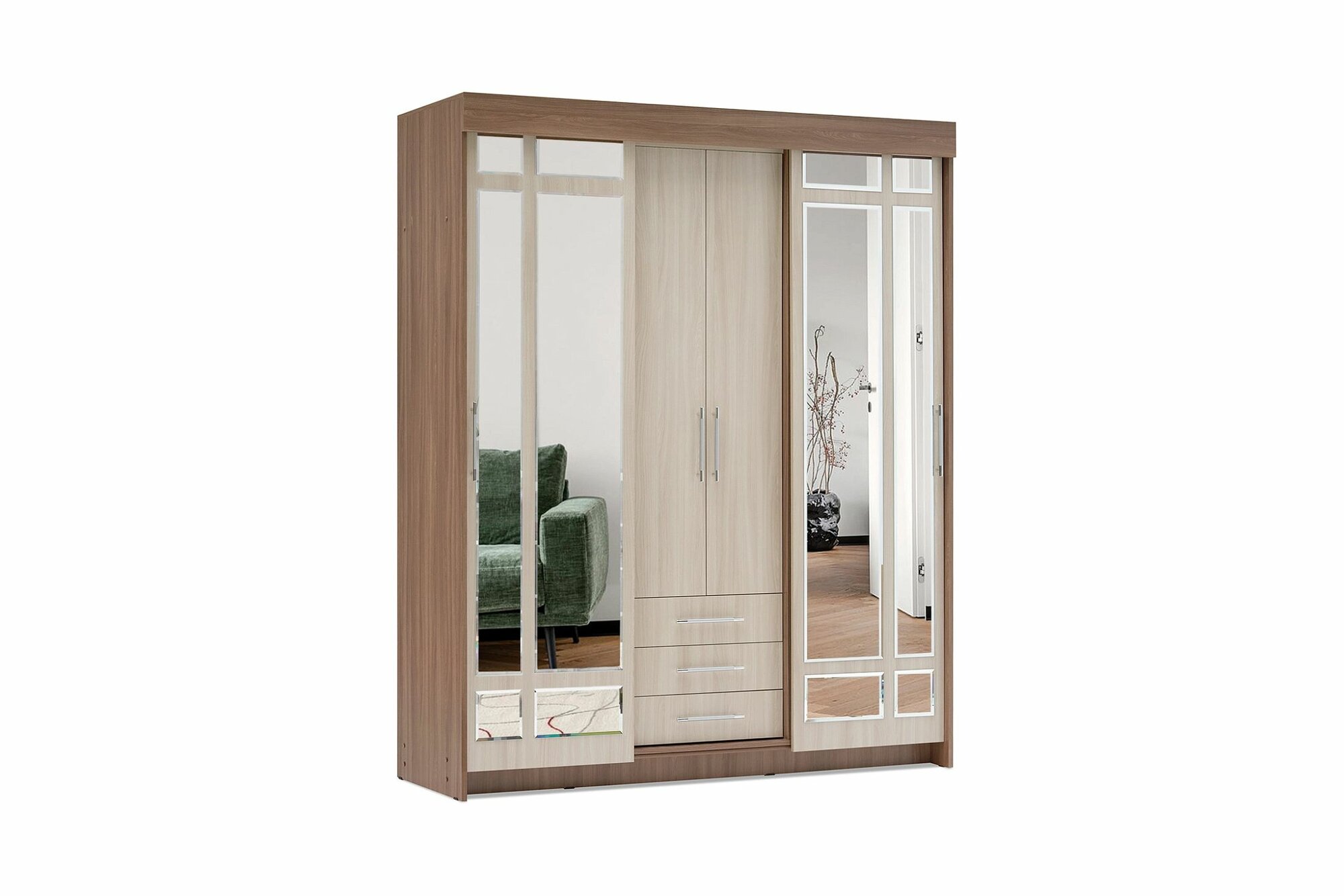 Шкаф-купе Фортуна ясень шимо светлый / ясень шимо тёмный