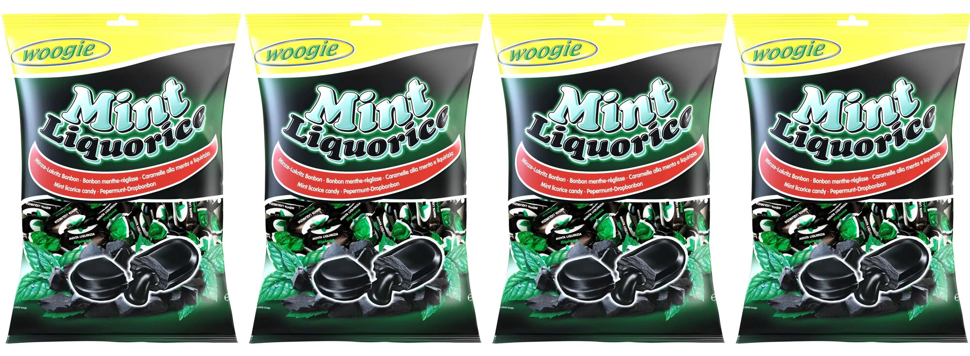 Карамель леденцовая со вкусом мяты и лакрицы WOOGIE Mint Liquorice (Австрия) 170 гр. х 4 шт.
