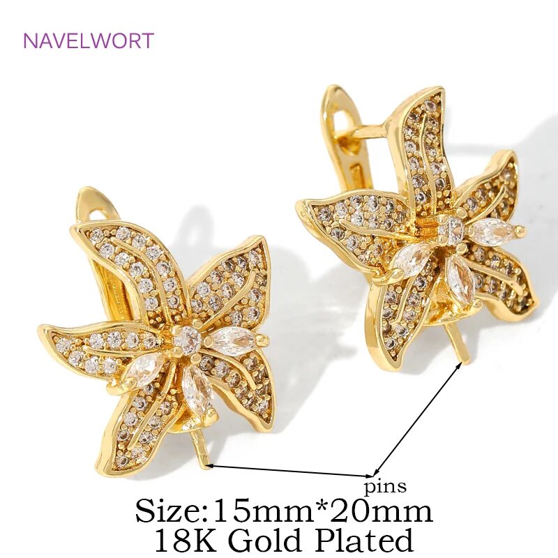 Серьги NAVELWORT 18K Gold Plated, цветок