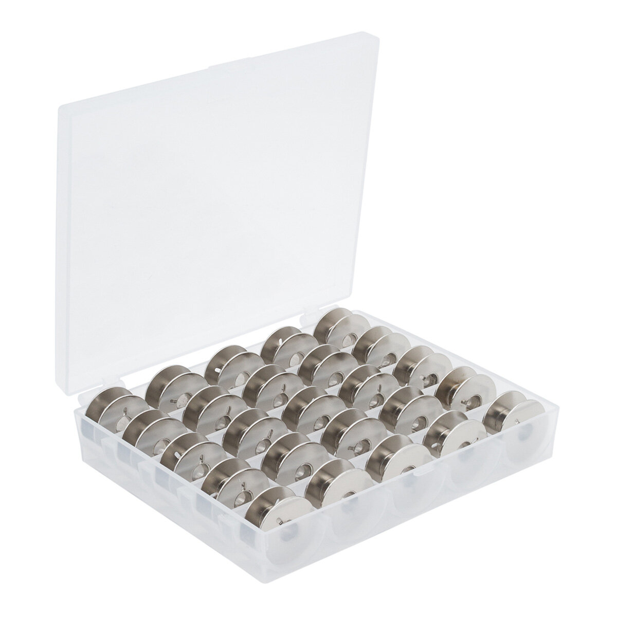 Набор металлических шпулек для швейных машин в пластиковом контейнере, диаметр 20,7 мм, высота 8,8 мм, 25 шт