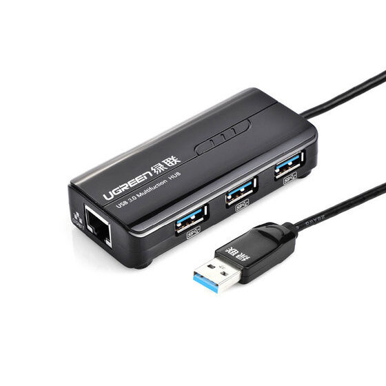 UGREEN. USB концентратор 4 в 1 (хаб), 3 x USB 3.0, RJ45 (20265)