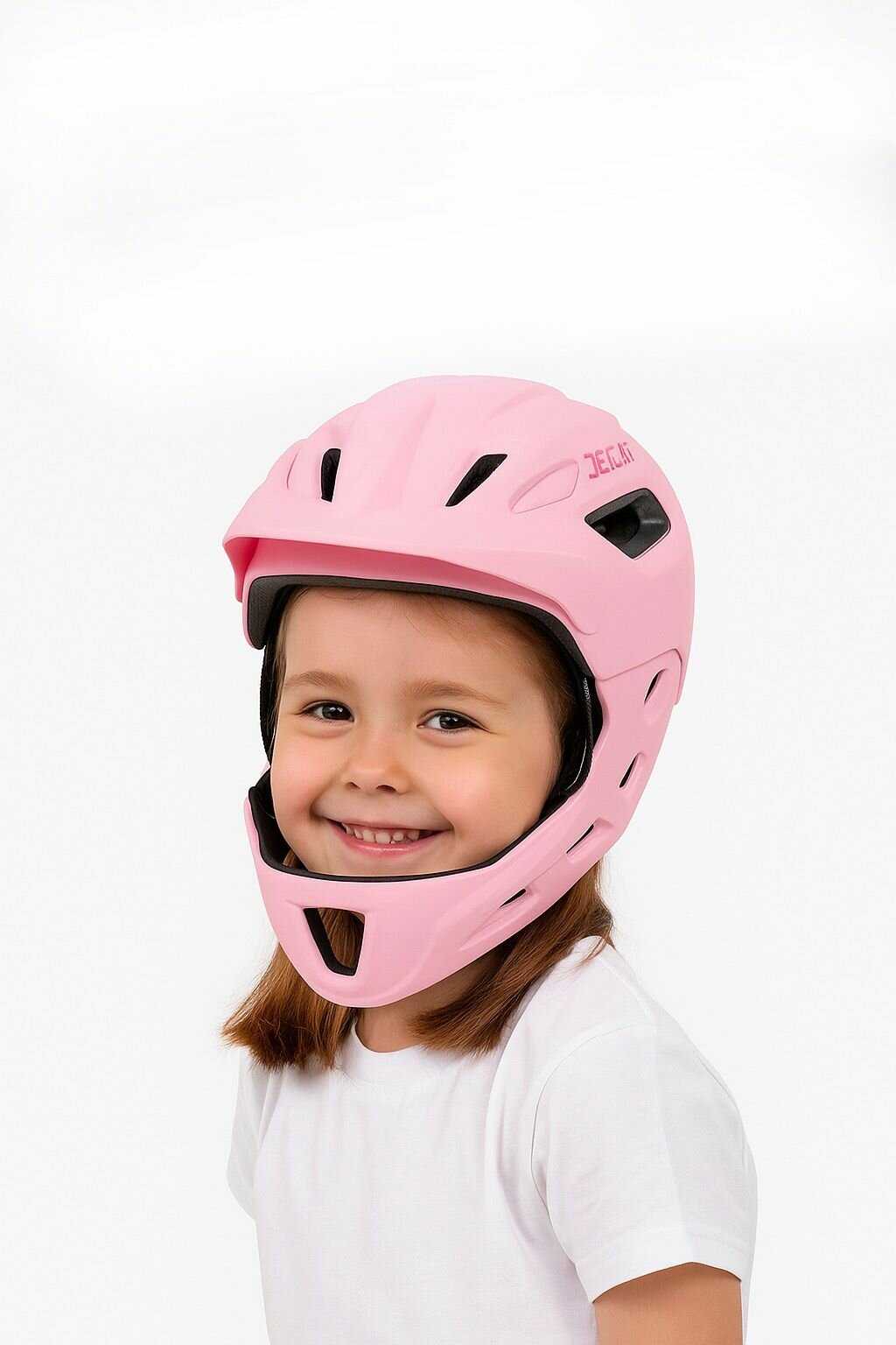 Шлем JETCAT - Start - Pink - размер "M/L" (55-58см) защитный велосипедный велошлем детский с защитой подбородка fullface