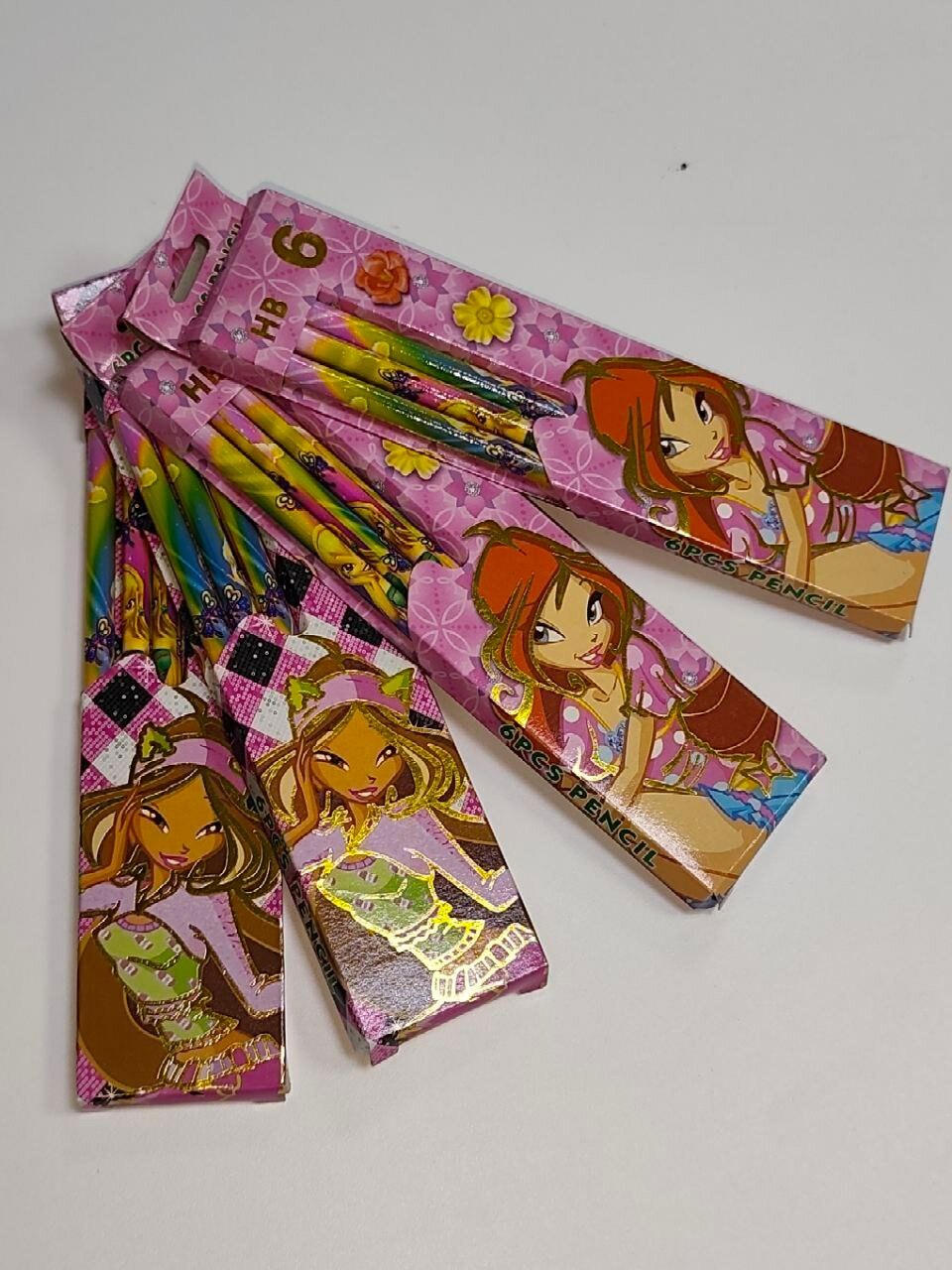 Карандаши простые, твердость HB, с ластиком, в пачке 6 штук, "Феи Милашки"