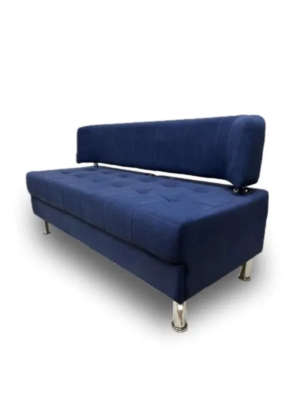 Диван прямой прага 150х67х77 см, нераскладной, синий микровелюр