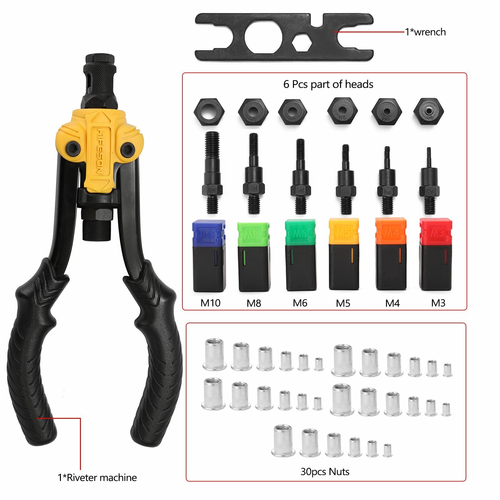 Ручной клепальщик BT-617 с гайковыми штампами