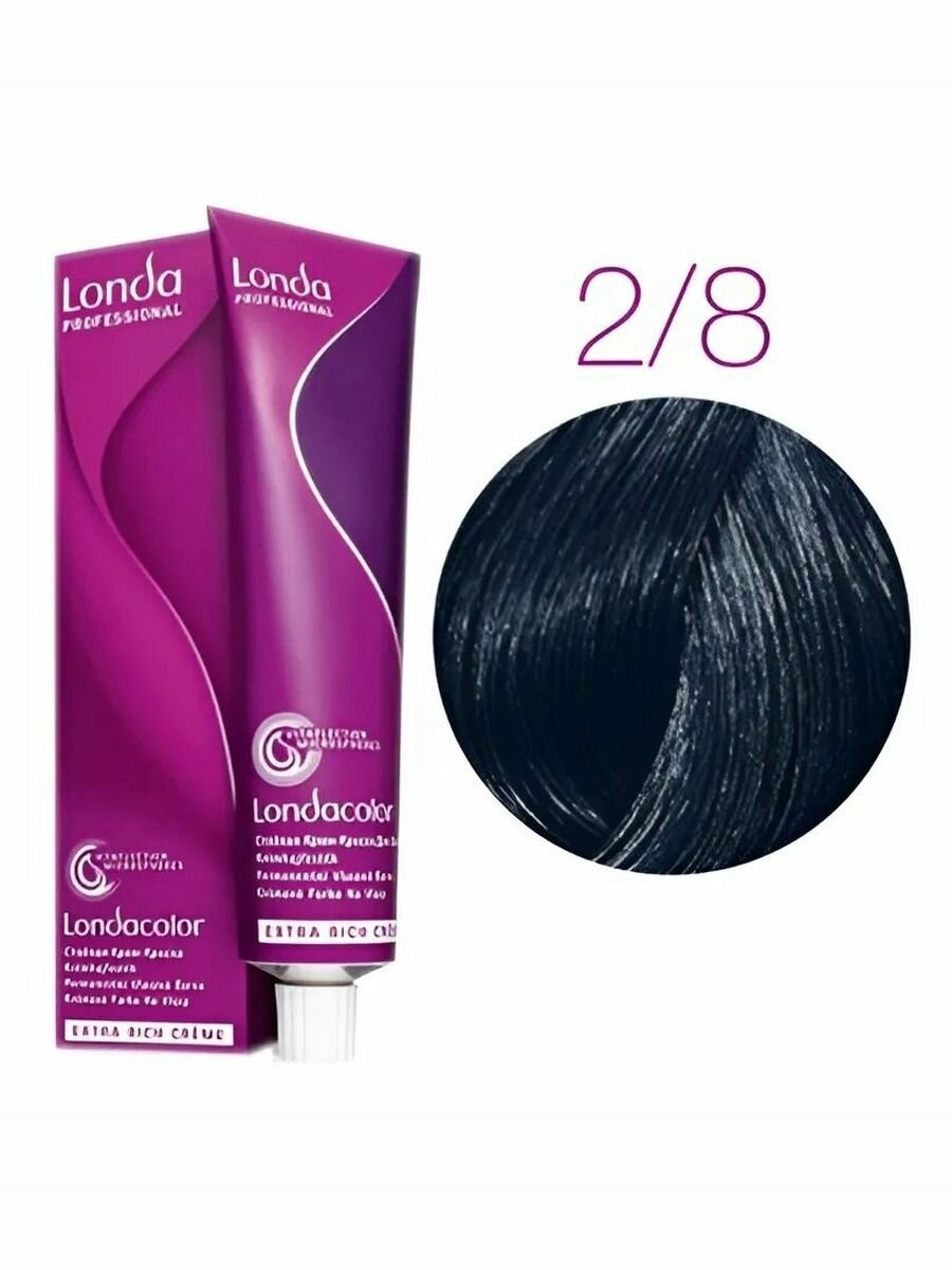LC Стойкая крем краска для волос, 2/8, Сине-черный