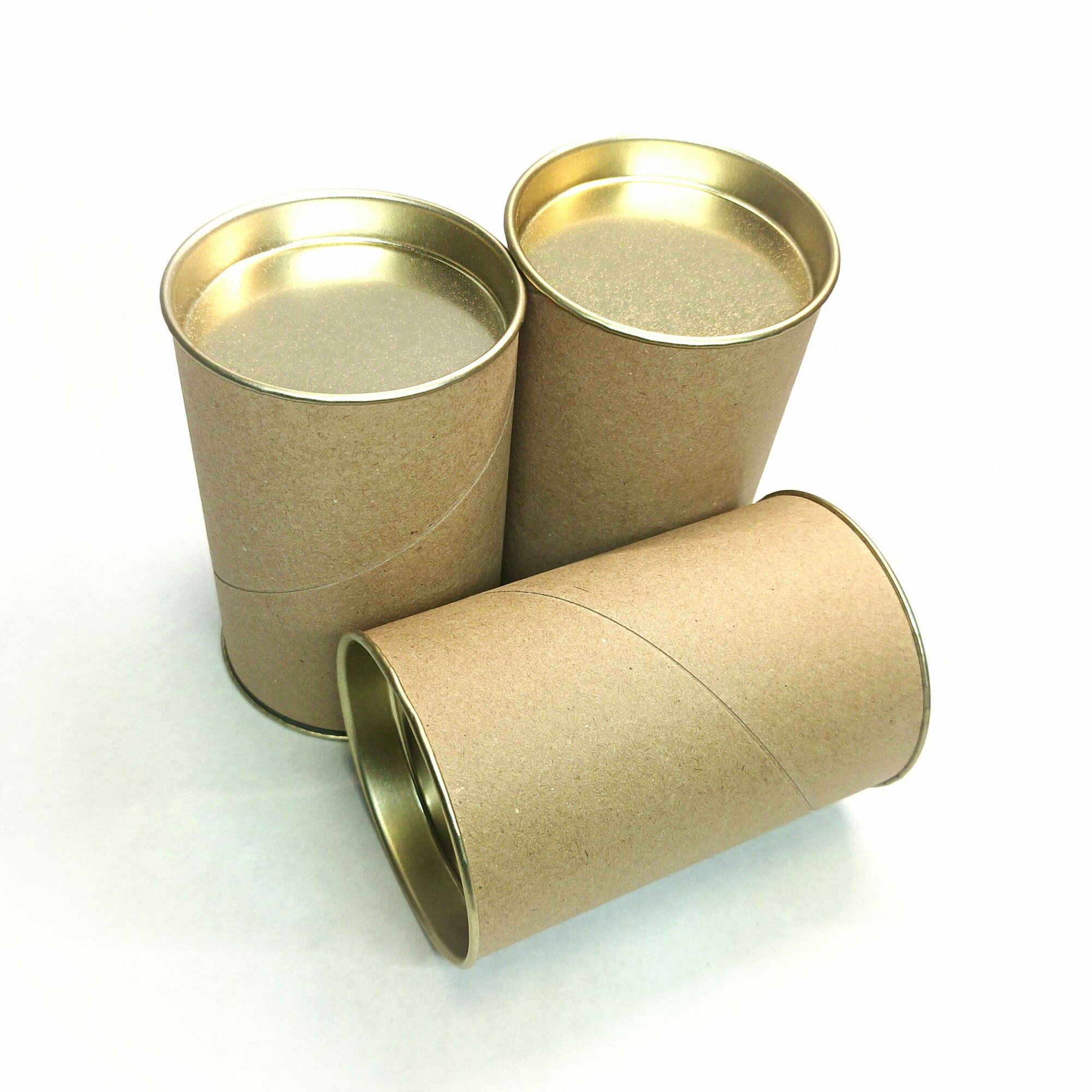 Тубус картонный с металлическими крышками D66х100 мм (внутри 66х80 мм), 12 шт.