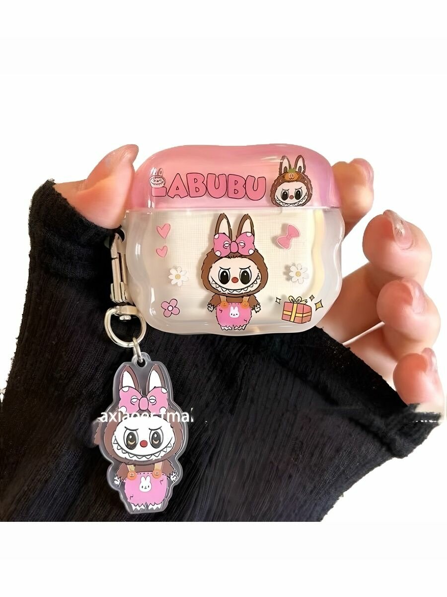 Чехол для наушников Airpods Pro c Лабубу (Лабубу), розовый