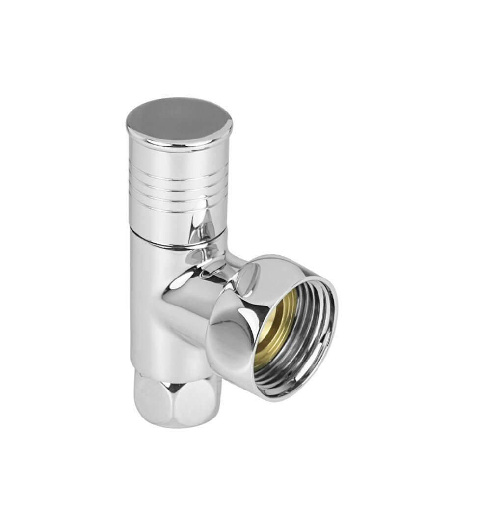Вентиль VALFEX запорный угловой с двумя накидными гайками 1 ВР х 3/4 ВР круг, для полотенцесушителей
