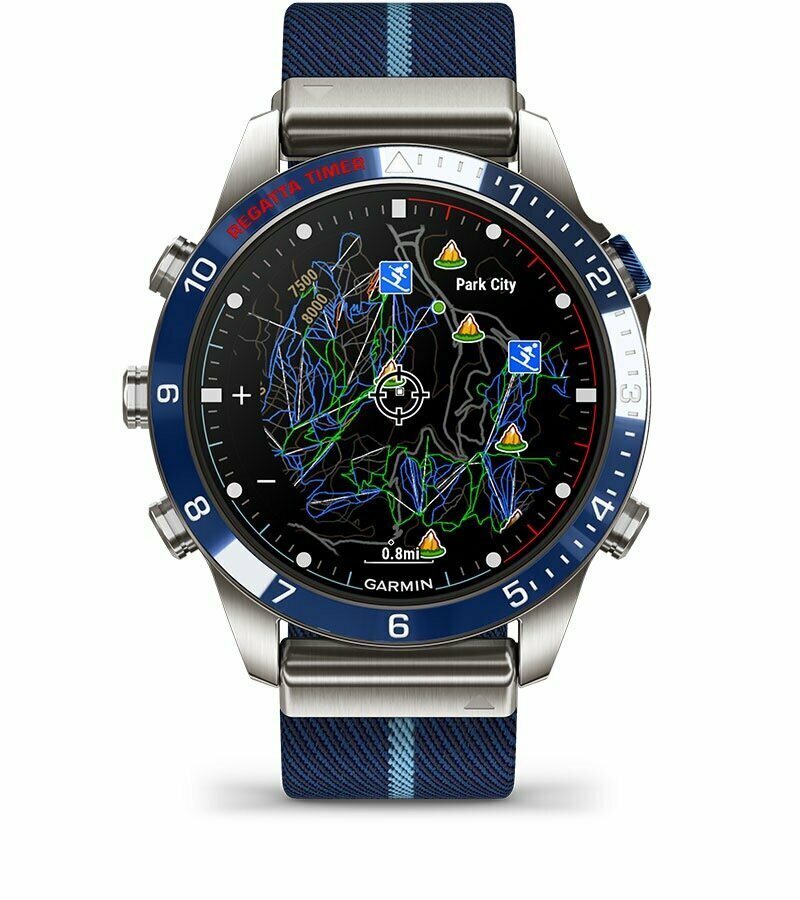 Умные часы Garmin MARQ Captain (Gen 2) 46 мм в титановом корпусе с синим керамическим безелем и ремешком 010-02648-11