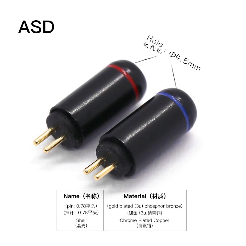 HAKUGEI ASD DIY штифт 0,78 Mmcx Qdc flat 0.78