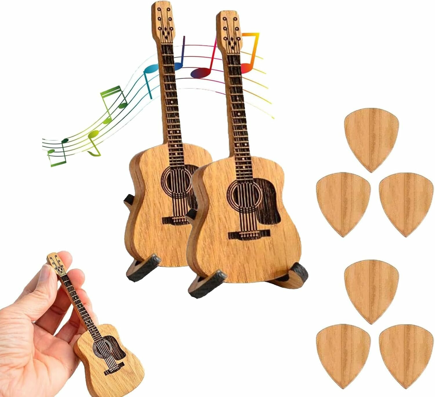 Деревянный футляр для медиатора "Гитара", для акустической гитары, 2 шт.