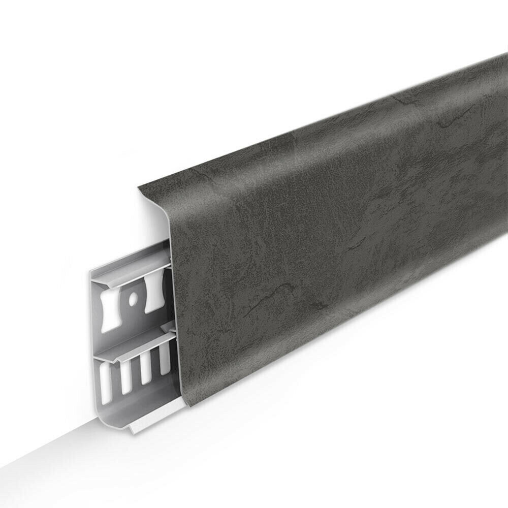 Плинтус ПВХ напольный Деконика 70 мм лофт серый 2200 мм Г-профиль с кабель-каналом