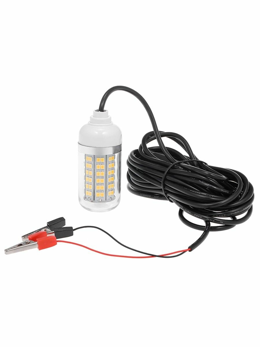 12 В светодиодная лампа для подводной рыбалки с 30-футовым шнуром питания и зажимом для аккумулятора для поиска и приманки рыбы