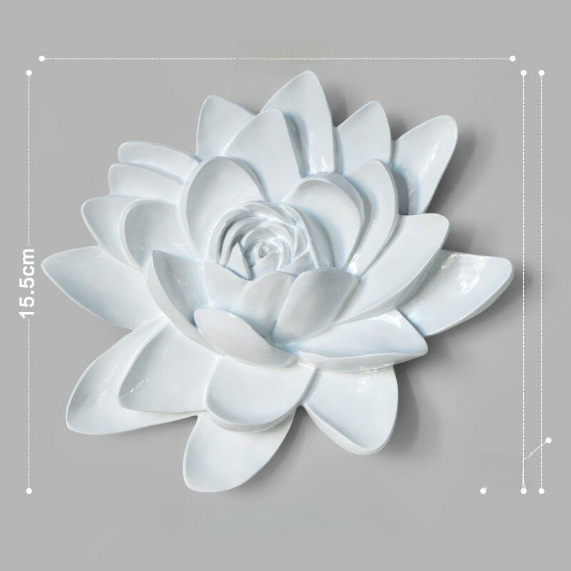 Luxurious resin lotus wall art for bedroom decor and stylish home accent lotus white 18cm