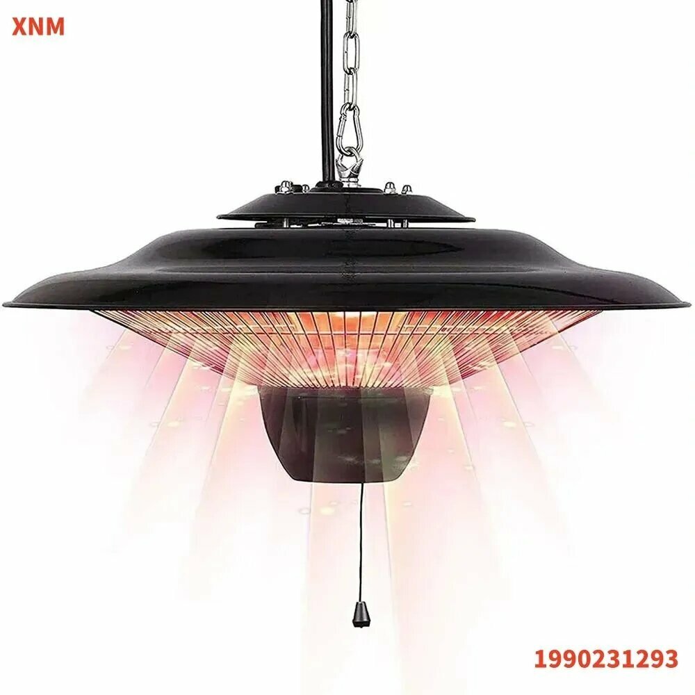 Подвесной обогреватель, 1500Вт, галогенный нагревательный элемент, черный