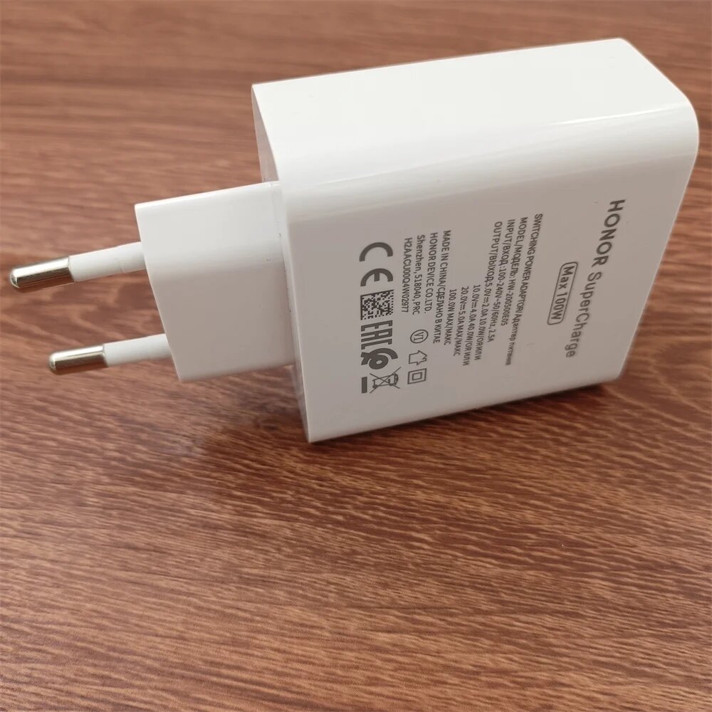 Оригинальное зарядное устройство для Honor 100 Вт, сверхбыстрая зарядка, настенный Only EU charger