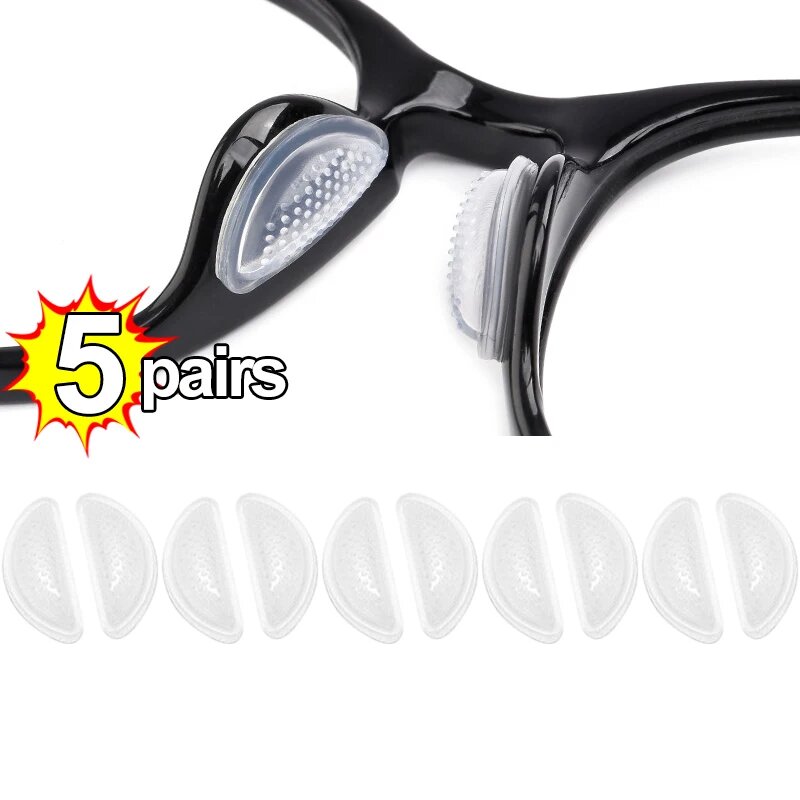 Силиконовые носоупоры для очков, мягкие Нескользящие прозрачные невидимые Черный, White B(5pairs)