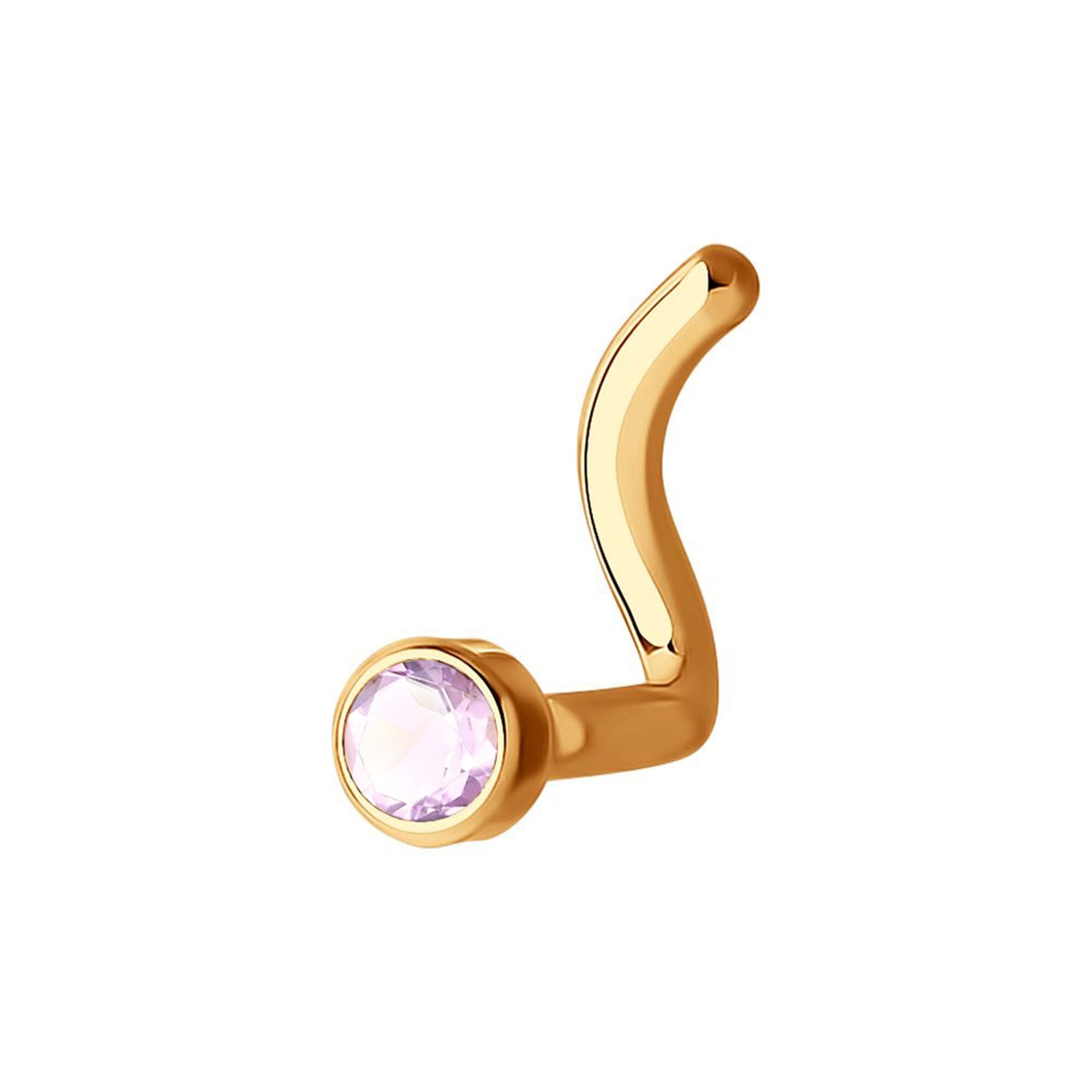 Пирсинг в нос Diamant online, красное золото, 585 проба, фианит