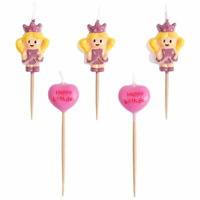 Набор свечей для торта весёлая затея Принцесса, на пиках, 5 шт, розовый