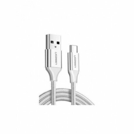 Кабель UGREEN US288 (60133) USB-A 2.0 to USB-C Cable Nickel Plating Aluminum Braid. 2м. серебристый