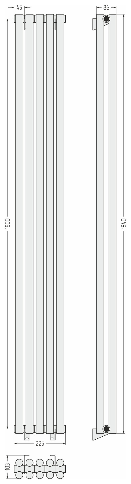 ДР ЭСТЕТ-11 н/ж 1800х225 / 5 сек (RAL 8029 Жемчужно-медный)