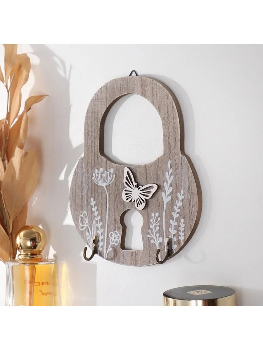 Деревянные крючки с дизайном природы и бабочек