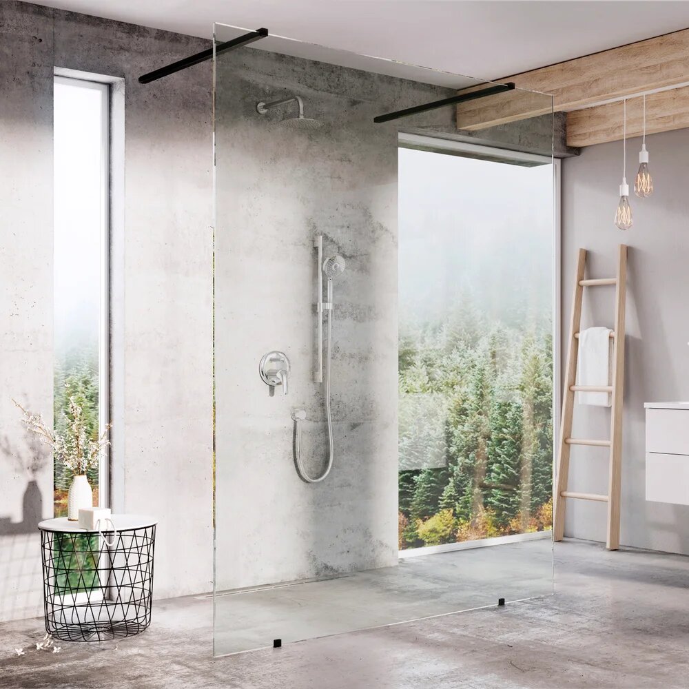 Душевая перегородка Ravak Walk-In Free 120 / кронштейн 100 см, черный 2 шт