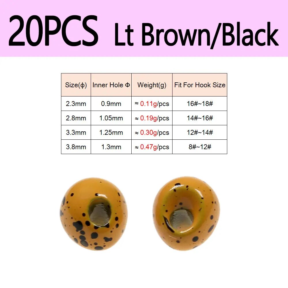 Bimoo 20 шт. офсетные вольфрамовые бусины 2.8mm Lt Brown/Black