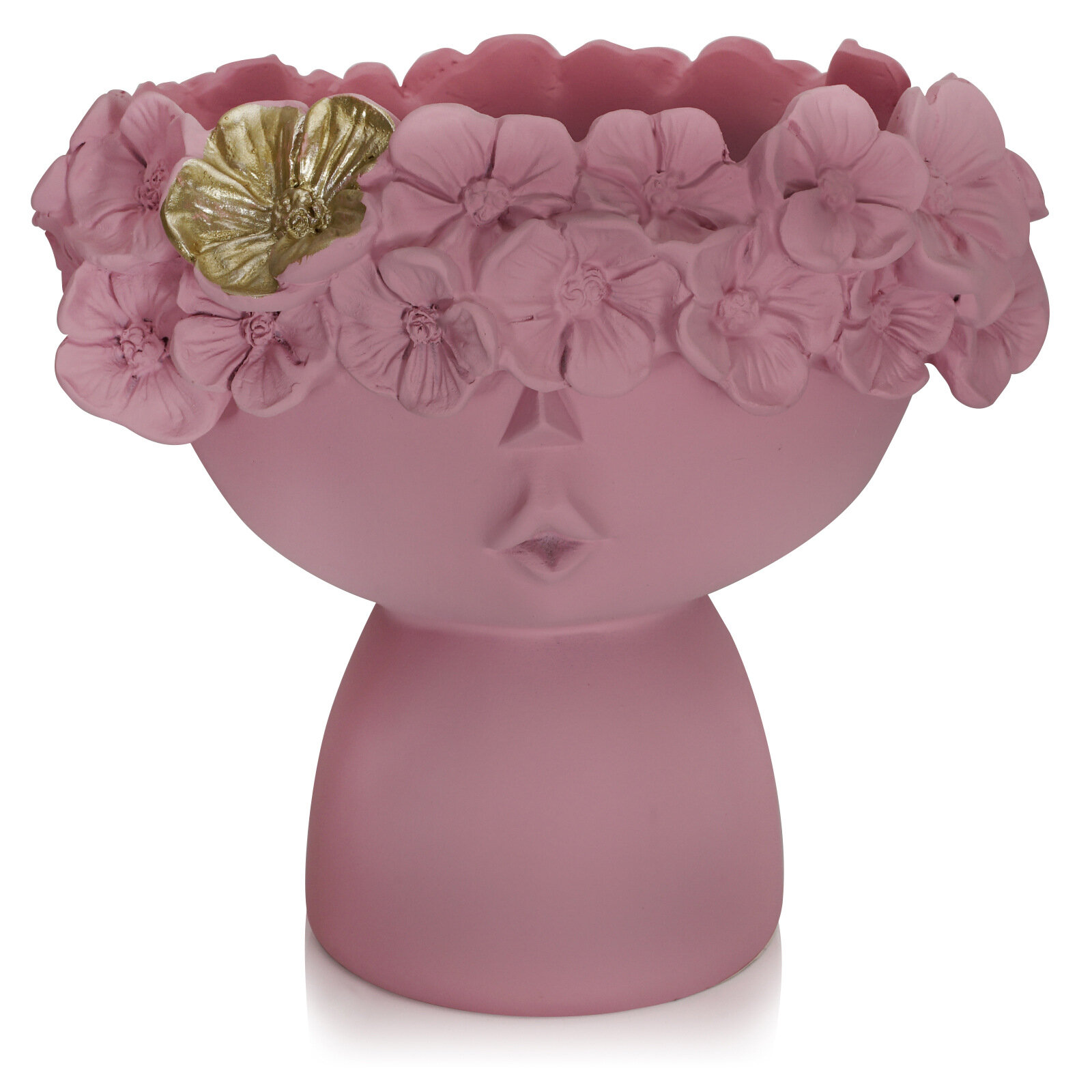 Современный полимерный цветочный горшок в скандинавском стиле – креативный цветочный горшок в форме лица с цветочной короной, декоративные розовые кашпо для суккулентов, трав и небольших цветов, художественный цветочный горшок для декора гостиной