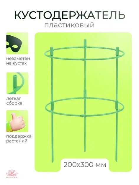 Опора для комнатных растений 2 кольца, d20см, h30см, опора для цветов с кольцами, Поддержка для растений, Кустодержатель