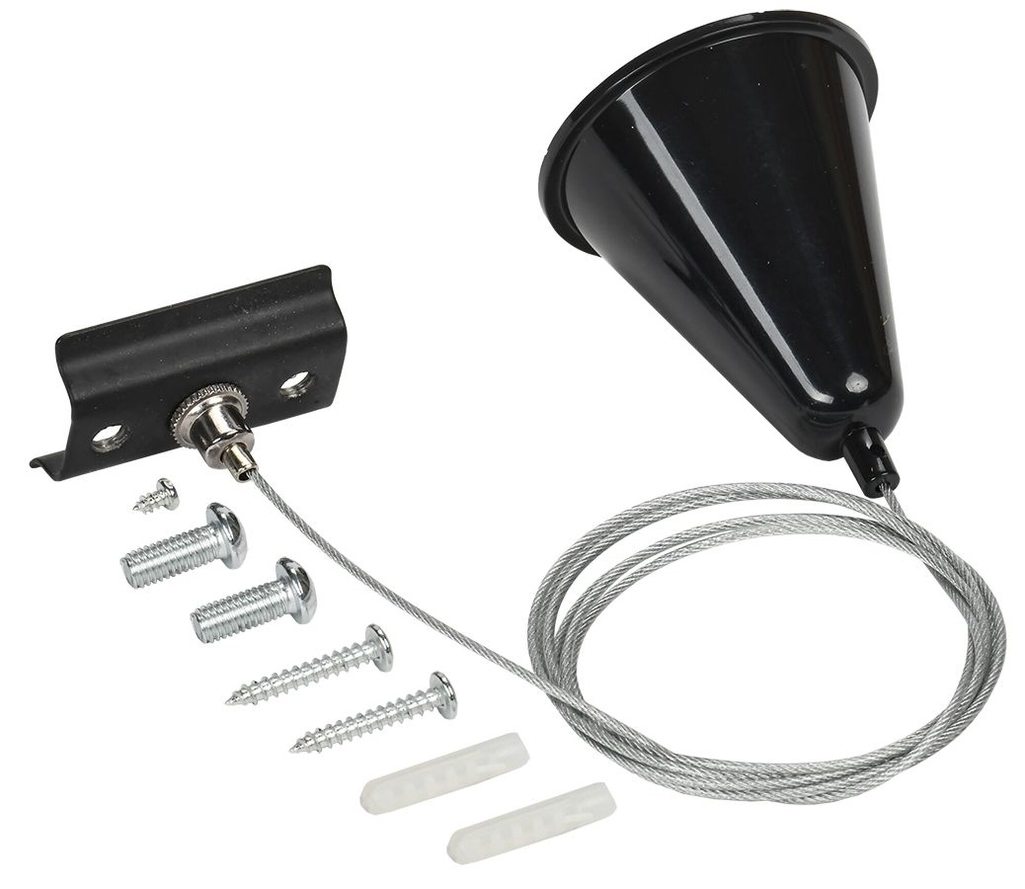 Комплект подвеса для ШП IEK, трос 1.5м, металл, черный, крепеж, подвесное крепление