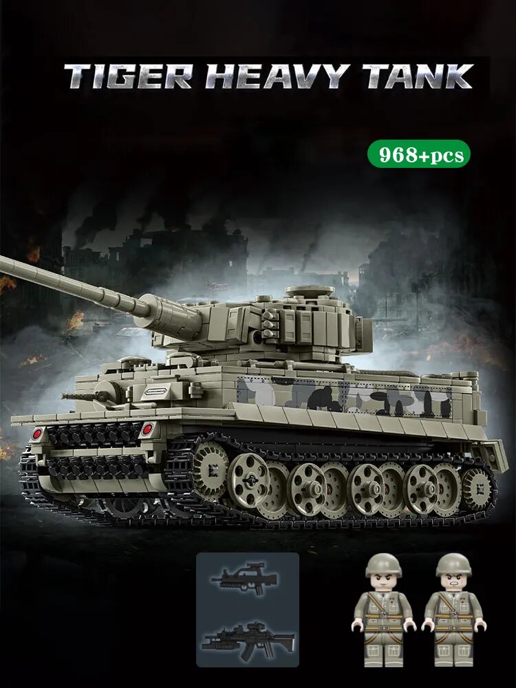 Конструктор LeYi 66050, Армейской серии: Основной боевой танк Германии армии "Король Тигр"-Бронированная машина, 968 детали-Детский военный набор