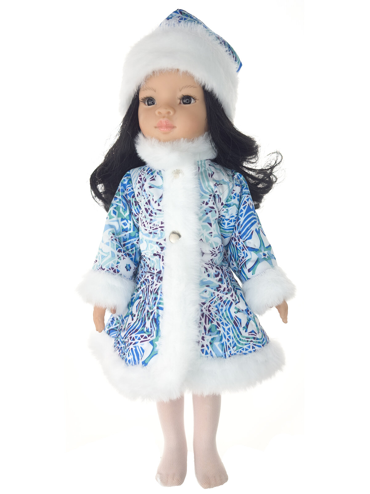 Костюм Снегурочки, для кукол, 32-34см, пальто, шапка, колготки