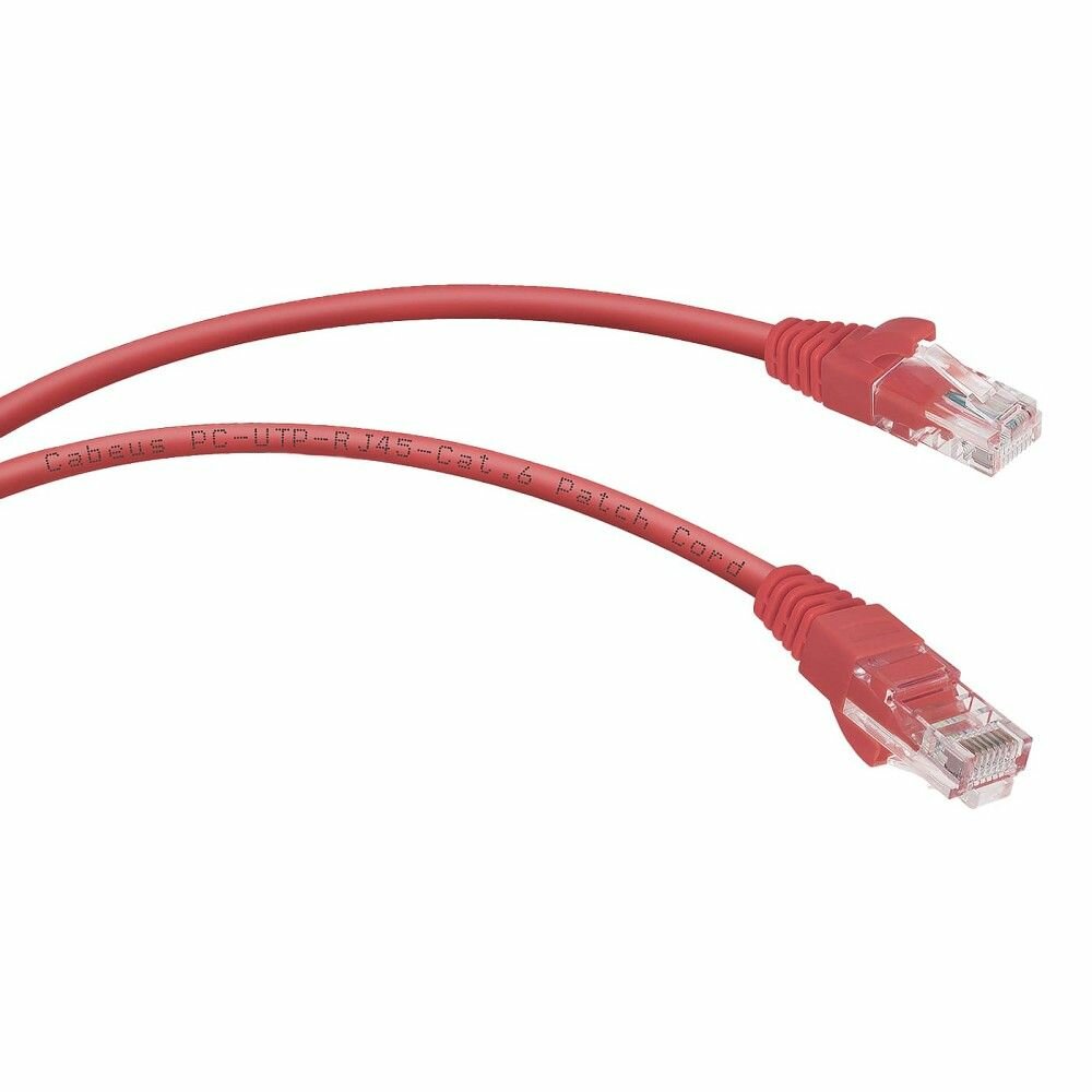 Cabeus PC - UTP - RJ45 - Cat.6 - 5m - RD - LSZH Патч - корд U UTP, неэкранированный, красный, 5м