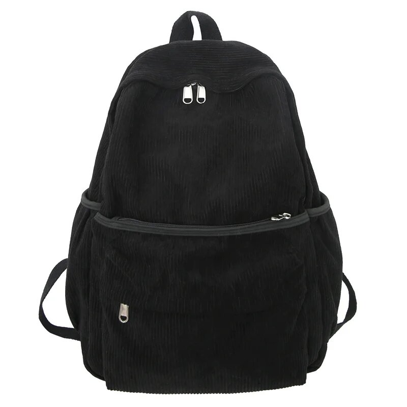 Модный женский и мужской вельветовый винтажный студенческий рюкзак для девочек и Черный, black