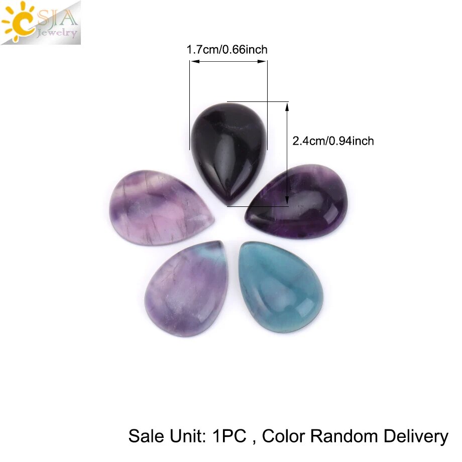 CSJA полудрагоценные камни флюорит кабошоны бусины 17x24mm-1pc