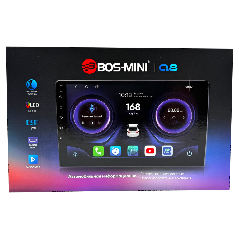 Автомагнитола BOS MINI Q8 2Din, 9", Android 12.0, 6G/64G, Bluetooth, Wi-Fi